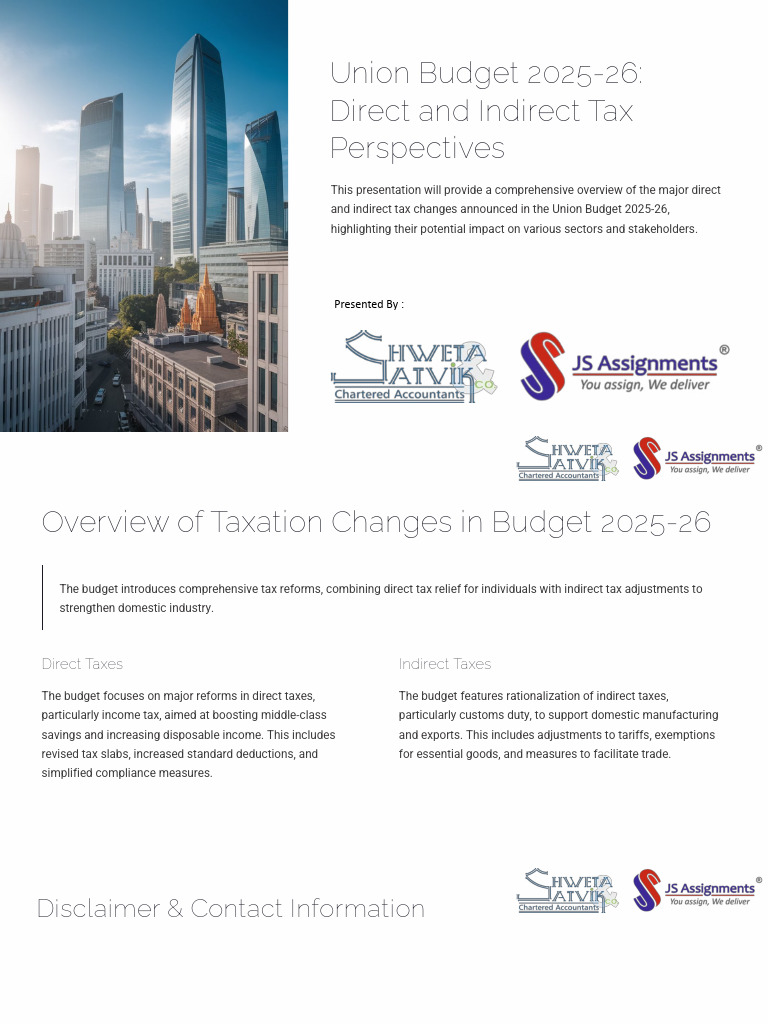 Union Budget 2025 26 Direct Indirect Taxes Perspective 1738559847 | PDF ...