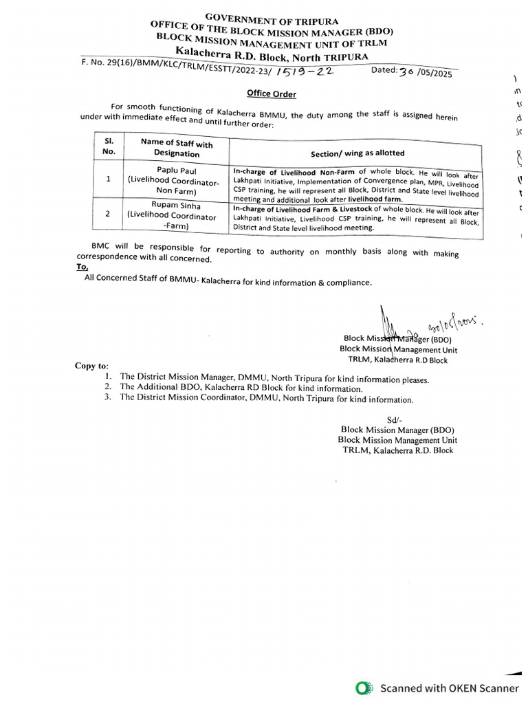 Office Order Livelihood | PDF