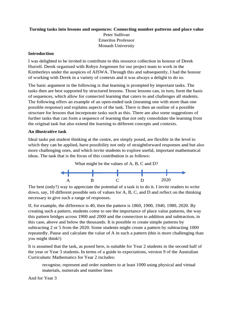 Sullivan For Hurrell Turning Tasks Into Lessons and Sequences | PDF | Learning | Thought