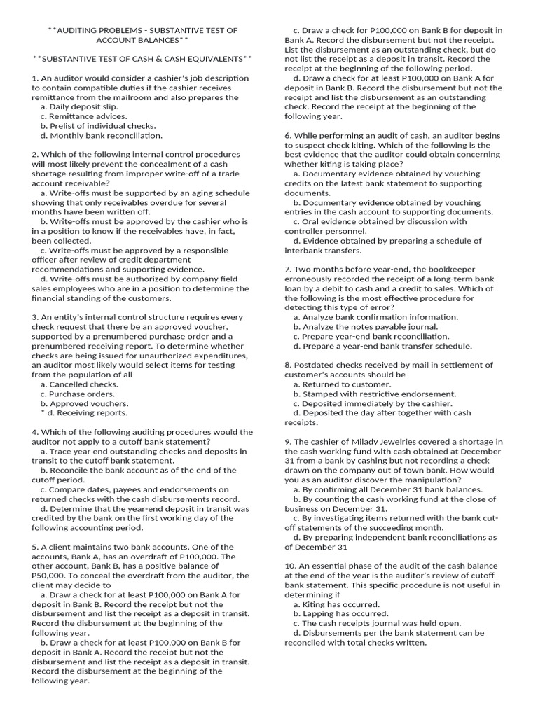 Auditing Practice Roblems | PDF | Depreciation | Audit
