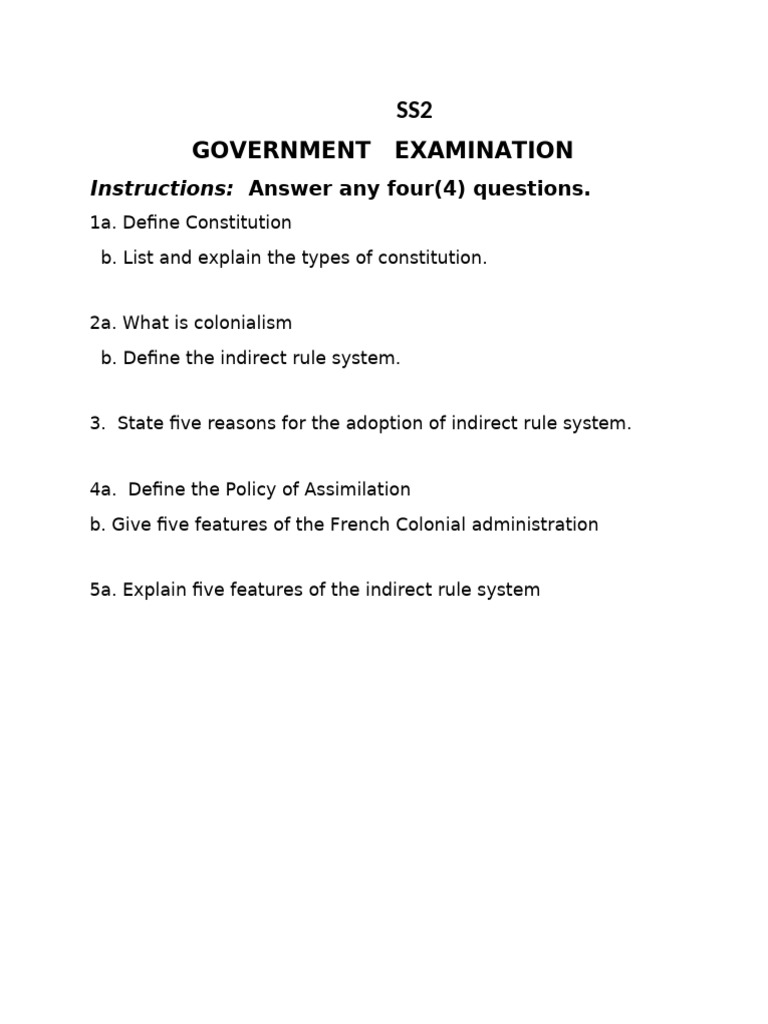 Government Examination: Instructions | PDF