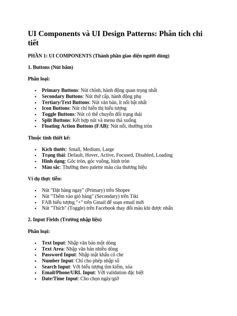 UI Components Và UI Design Patterns | PDF
