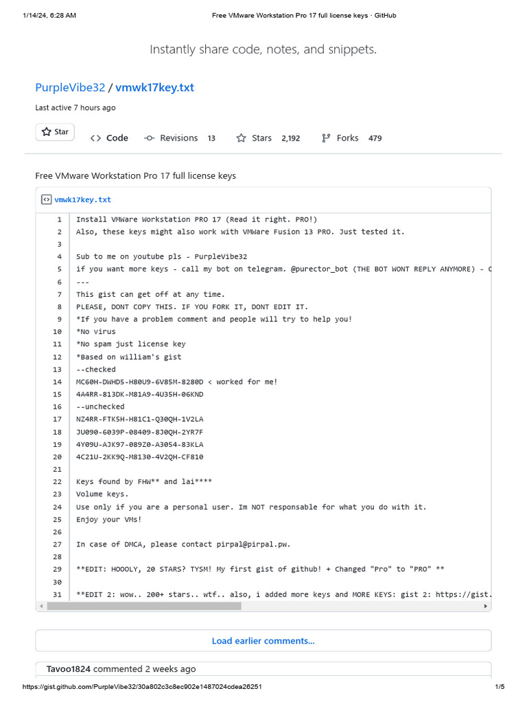 Free VMware Workstation Pro 17 Full License Keys GitHub | PDF ...