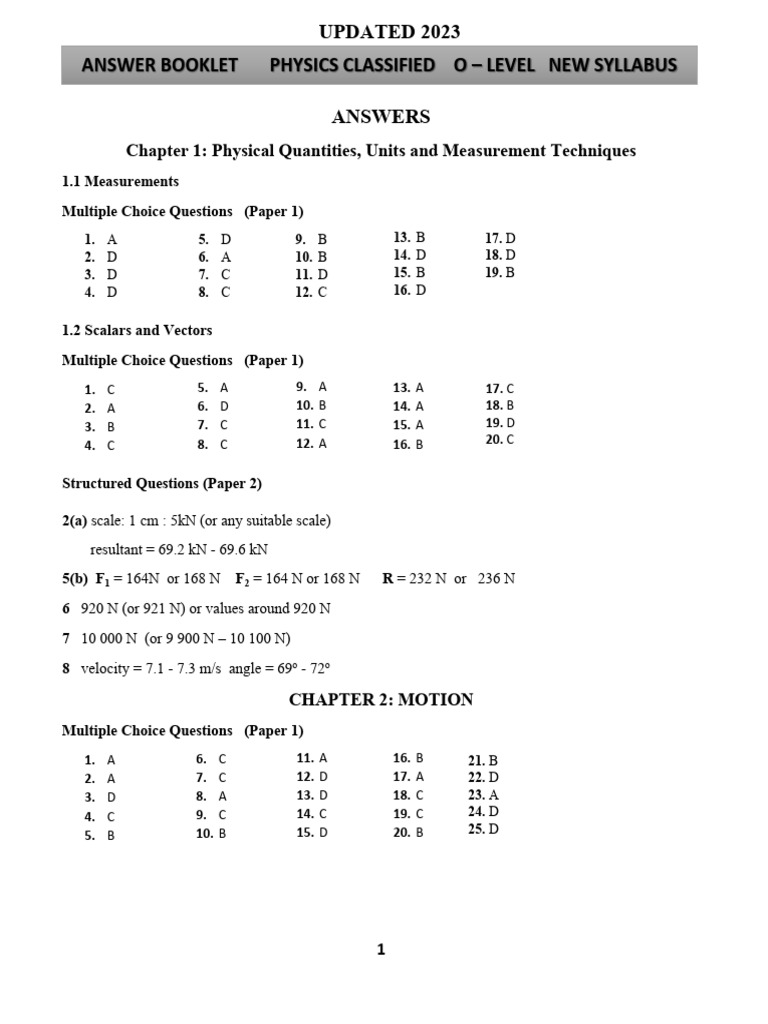 1 Master Copy Answers 2024 | PDF | Neutron | Proton