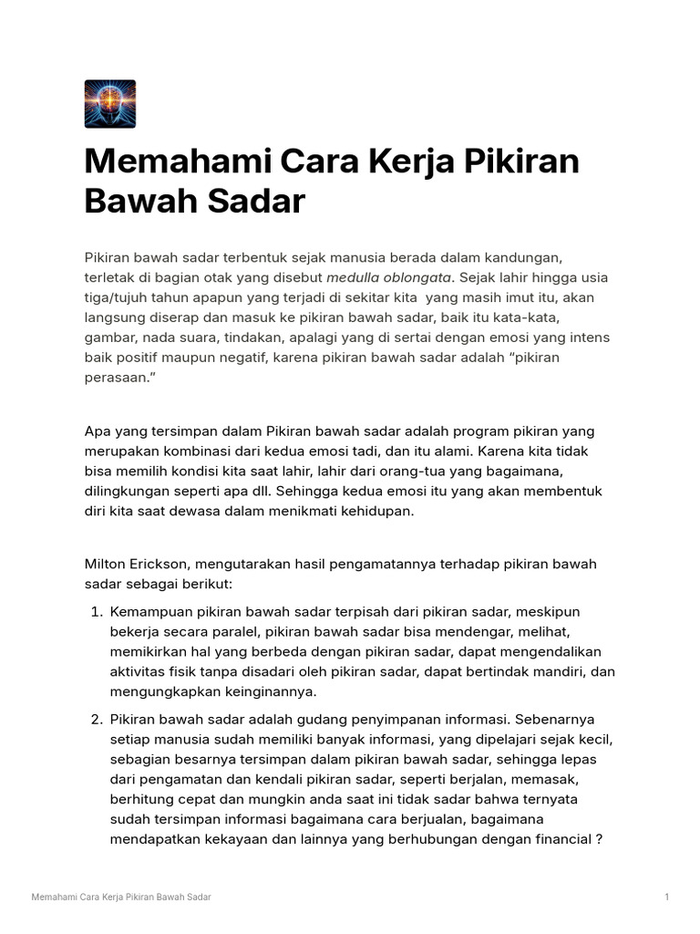 2 Memahami Cara Kerja Pikiran Bawah Sadar | PDF