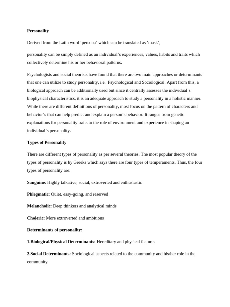 Personality Presentation | PDF | Personality Psychology | Evolution