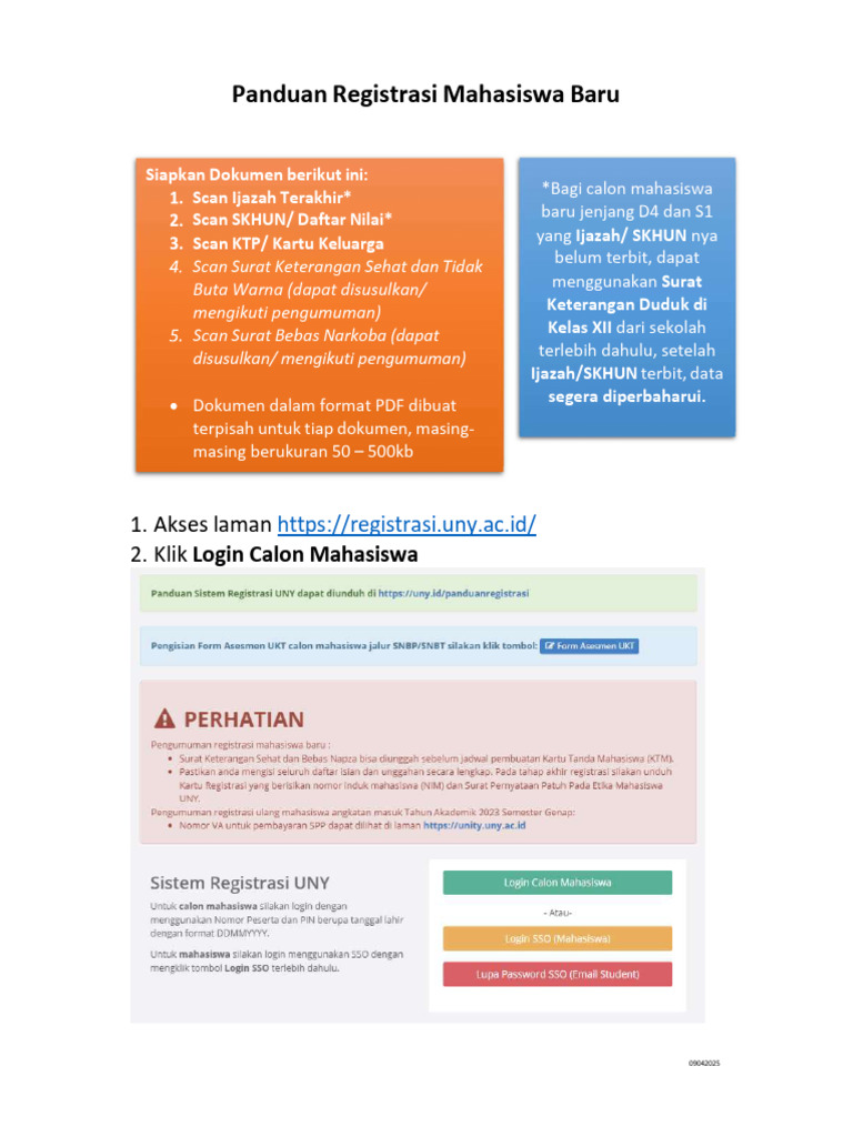 Panduan Registrasi Mahasiswa Baru | PDF