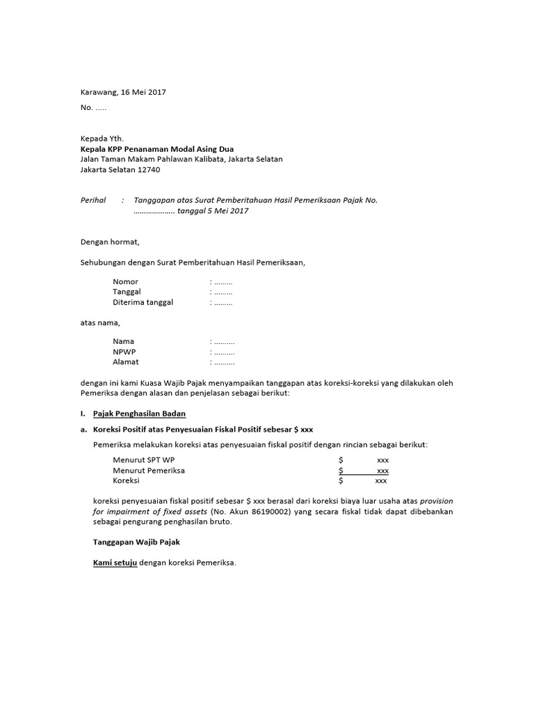 Contoh Surat Tanggapan SPHP | PDF