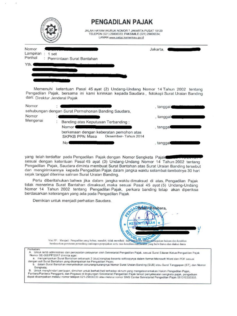 Contoh Surat Uraian Banding SUB | PDF