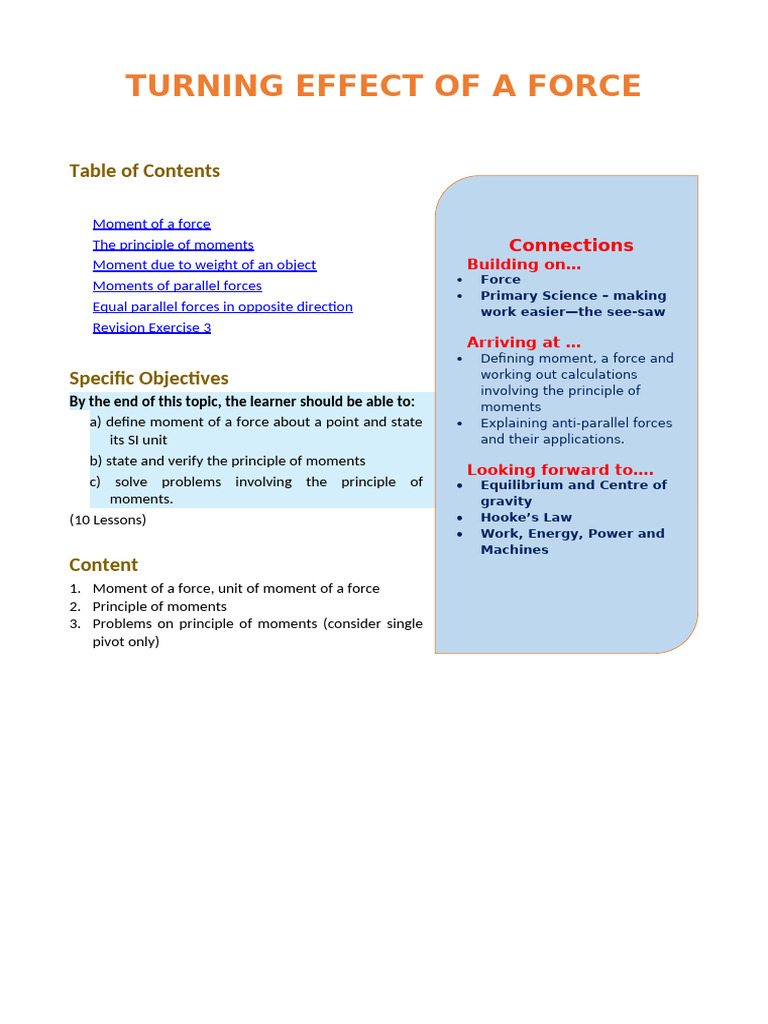 2.3 Turning Effect of A Force | PDF | Force | Lever