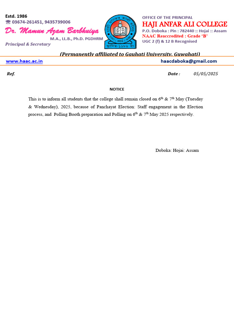 Holiday Notice 2 | PDF