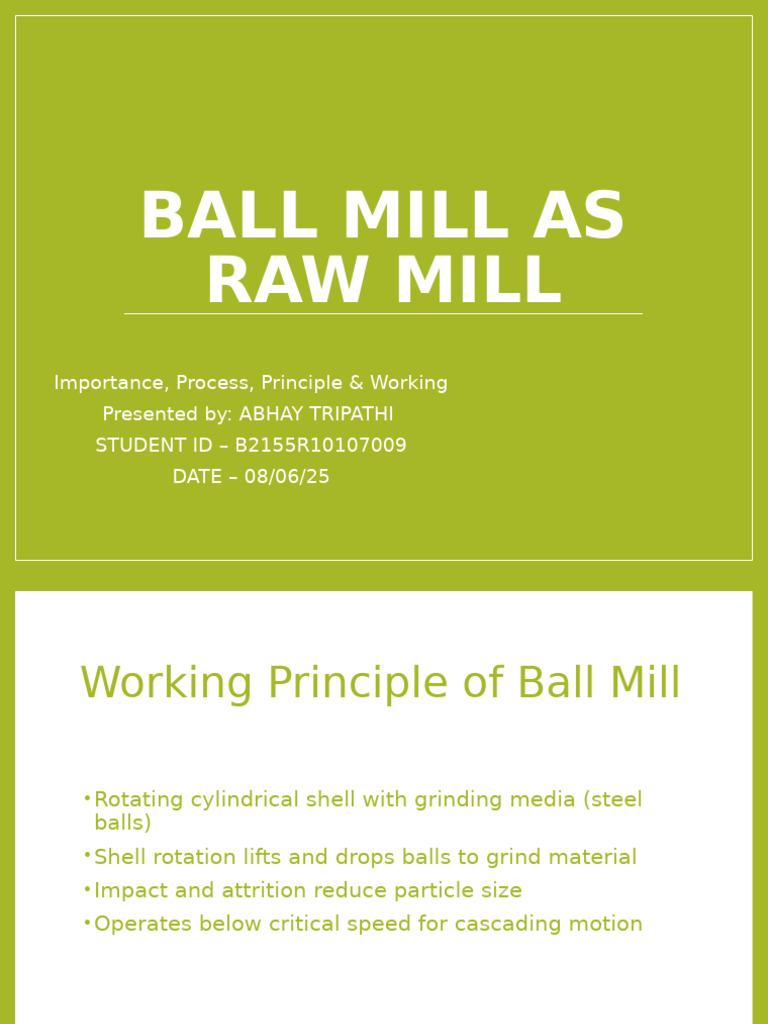Ball Mill: Key Process in Raw Milling | PDF