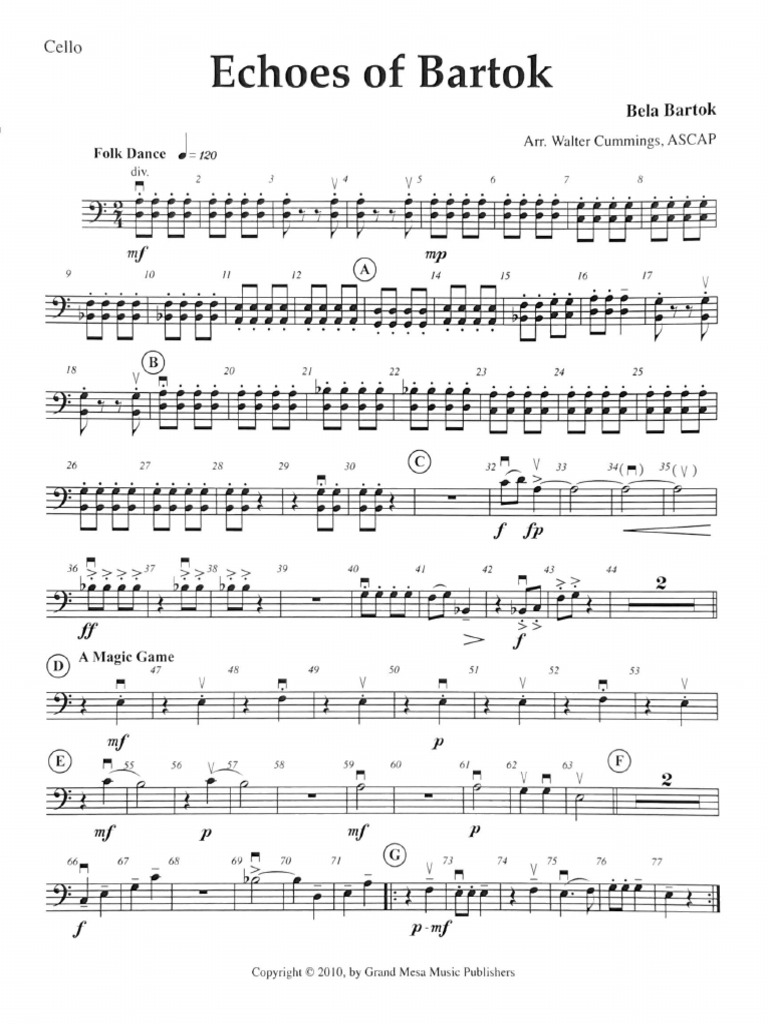 Bartok Echoes Cello | PDF