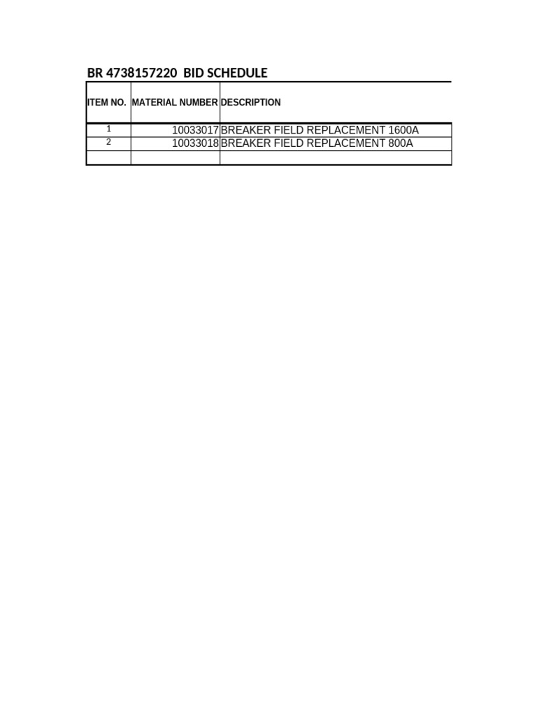 BR 4738157220 Bid Schedule | PDF