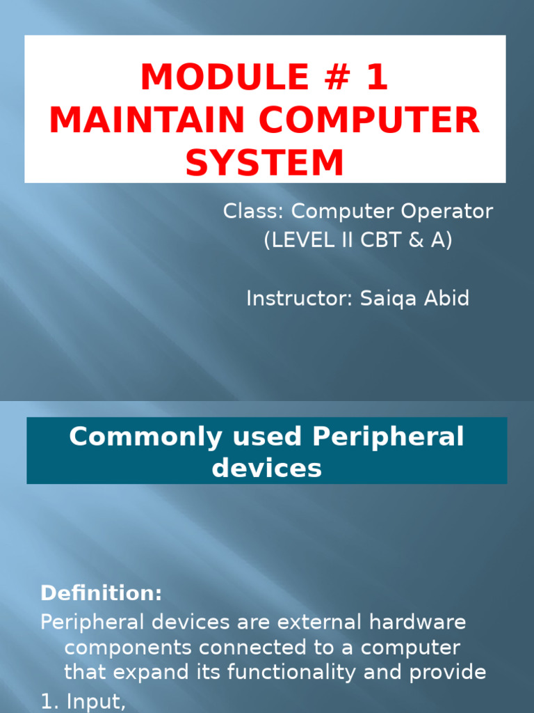 Overview of Common Peripheral Devices | PDF