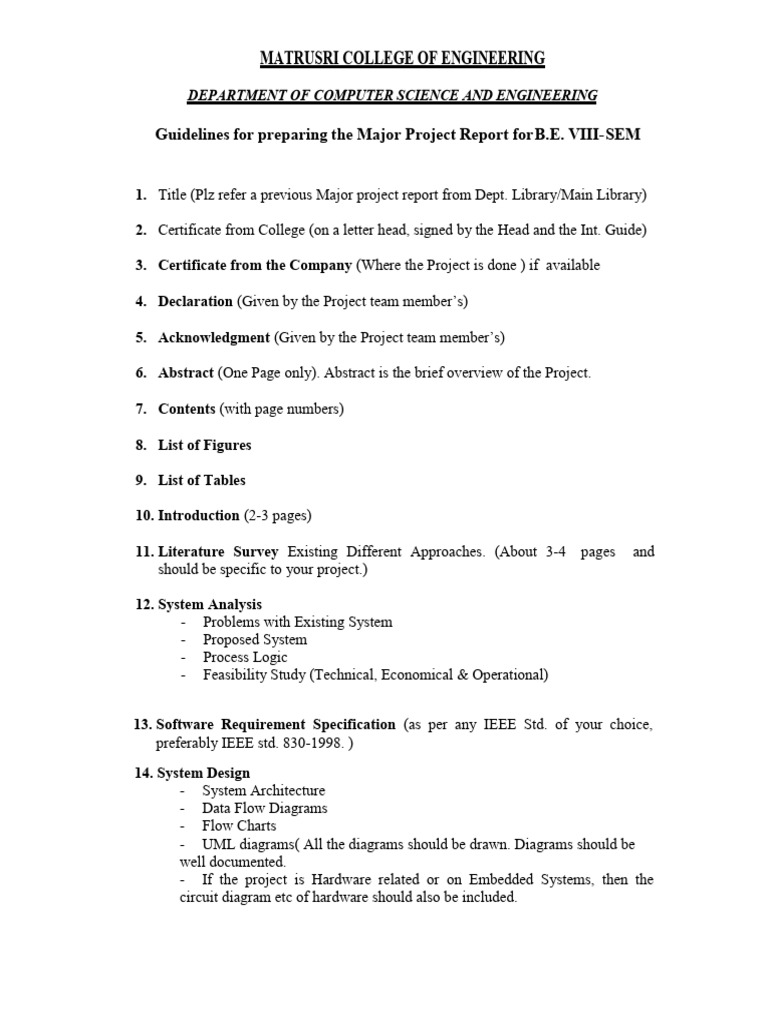 Major Project - Report - Guidelines - 2024-2025 - CSE - Dept | PDF ...