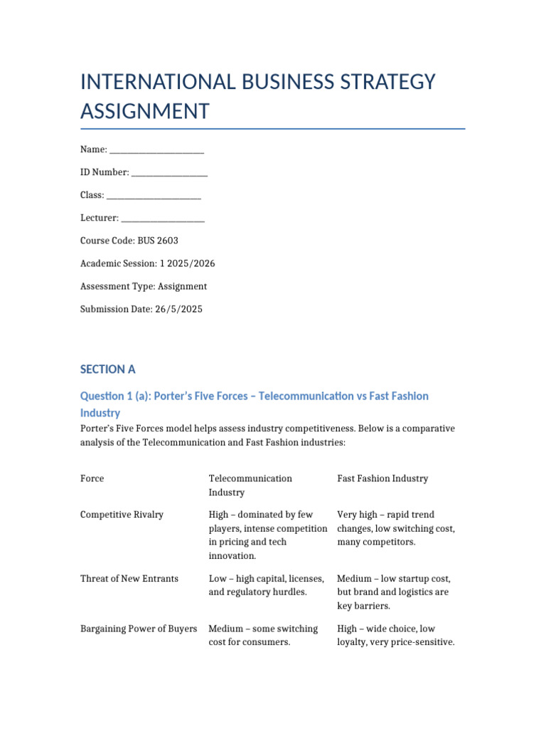 International Business Strategy Assignment Part1 | PDF