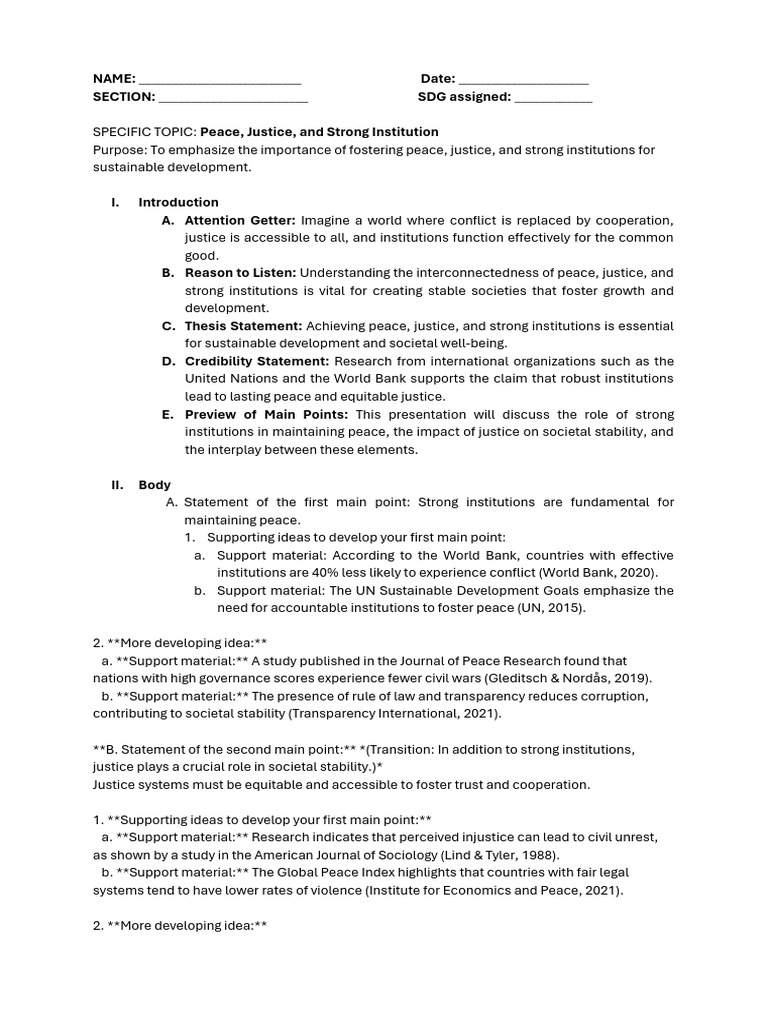 Format and Rubric Speech Outline 1 | PDF