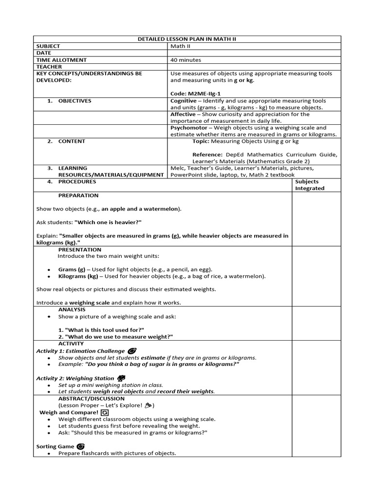 Q4-Co-Math 2-Measuring Grams and Kilograms | PDF | Weight | Kilogram