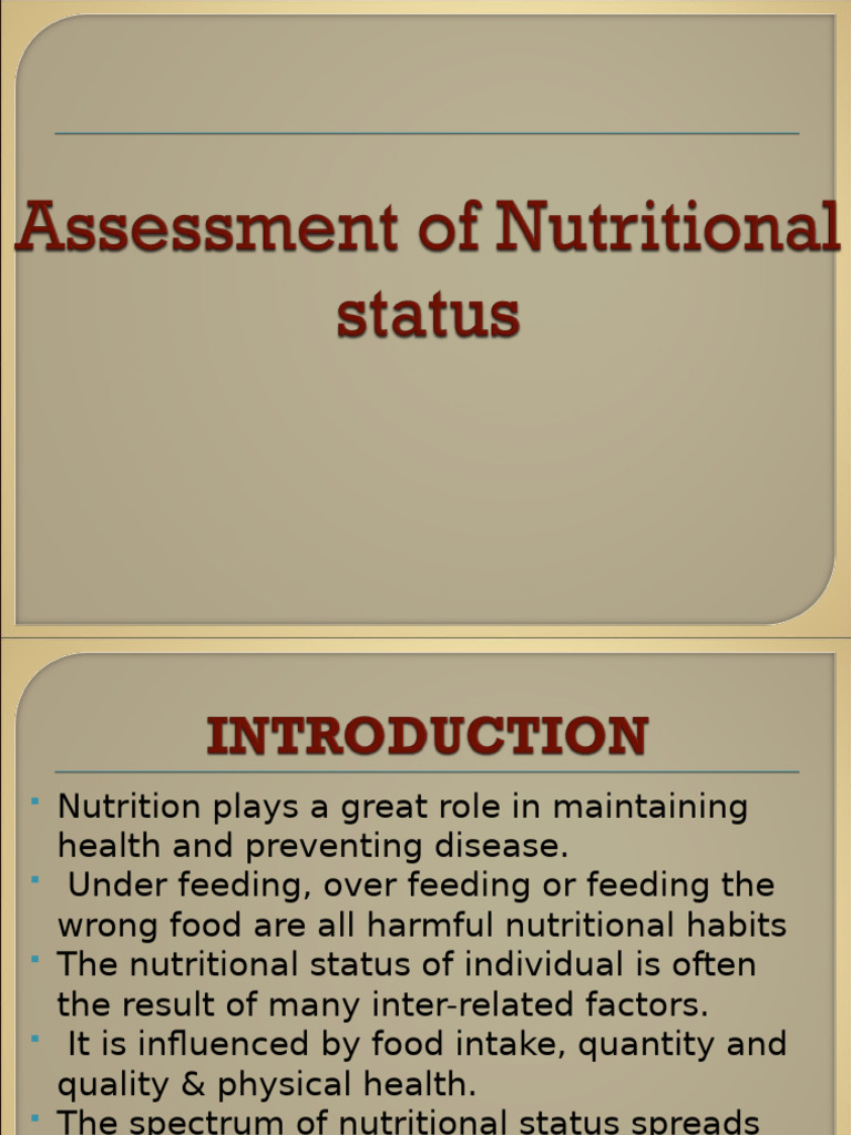 Assessment of Nutritional Status - 092354 | PDF | Nutrition | Diet ...