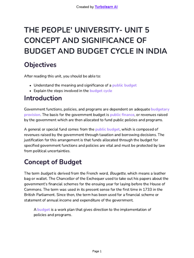 Notes Budget | PDF | Government Budget | Budget