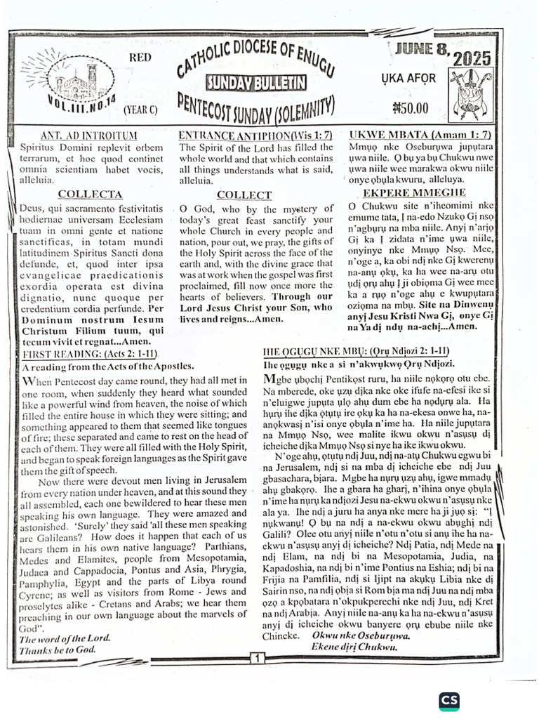 Pentecost Sunday 1 | PDF