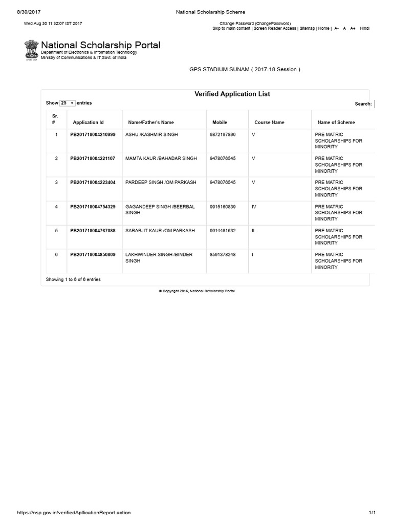 National Scholarship Scheme New Application 17-18 | PDF