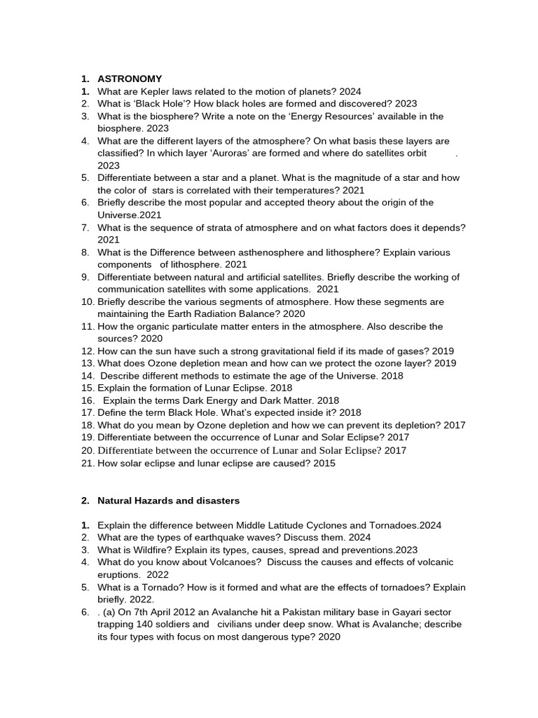 CSS General Science and Ability Detailed Past Papers | PDF | Chemical ...