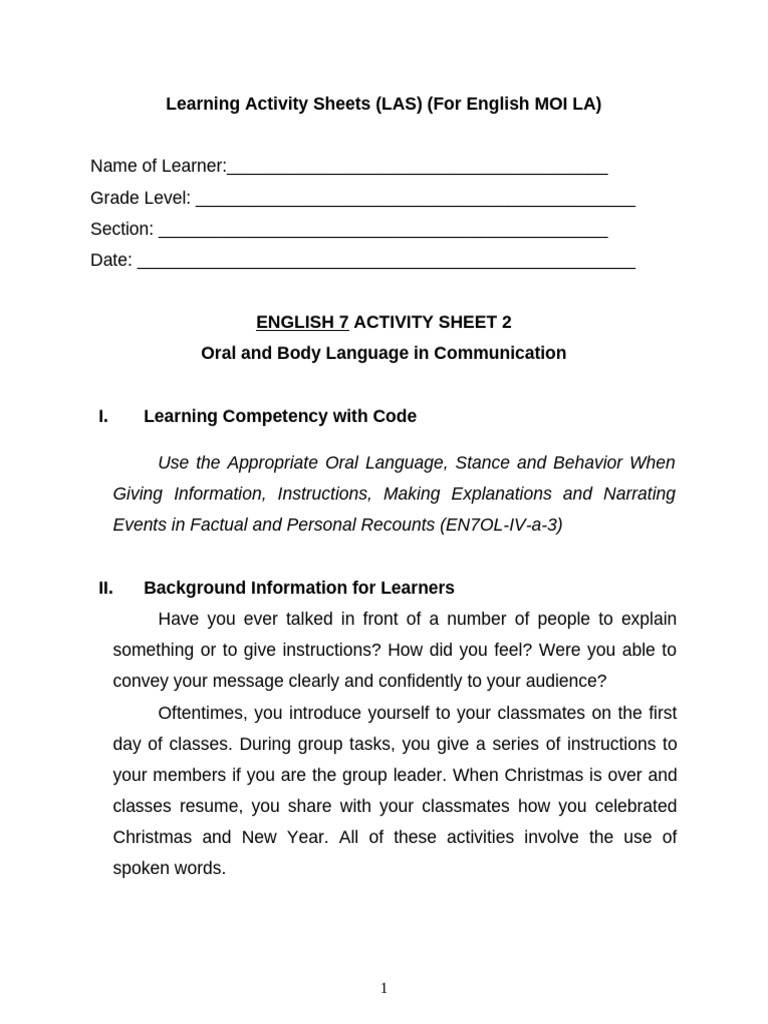 RTP G7 Q3 Melc2 Oral Language Edited | PDF | Human Communication | Communication