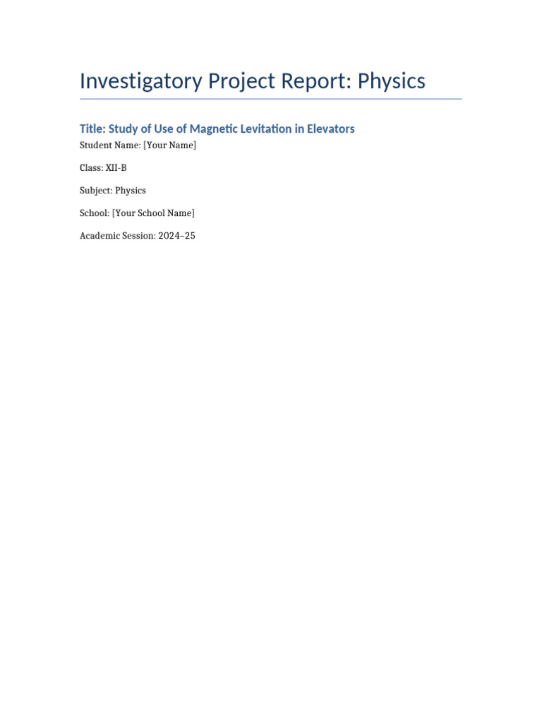 Magnetic Levitation Elevator Project | PDF | Elevator | Magnet