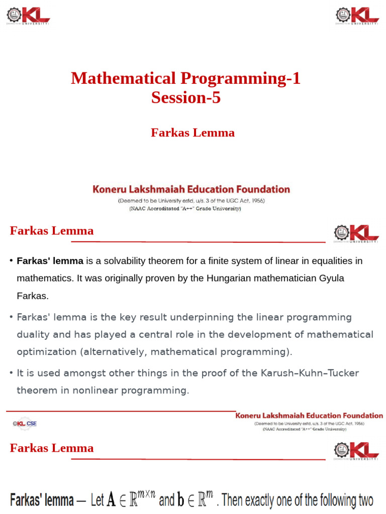 Co1 Session 6 Farkas Lemma | PDF