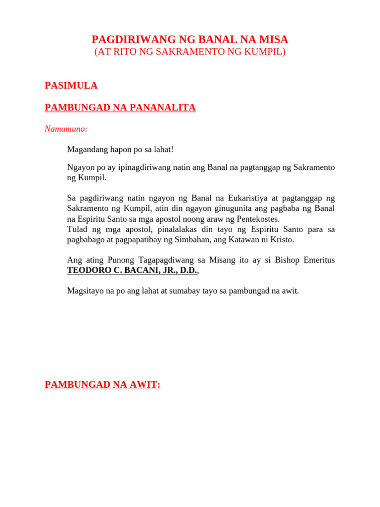 Liturhiya NG Kumpil 2025 | PDF