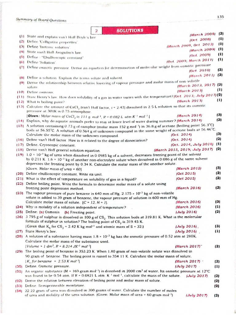 Chem - Solution Topic 2 Que - Bank | PDF