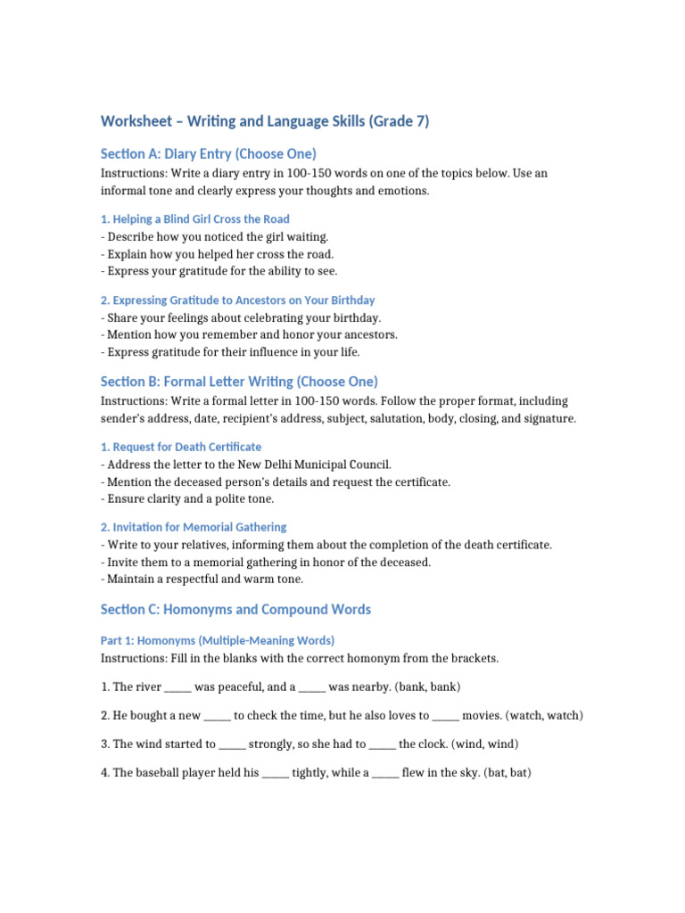 Grammar Worksheets Class 8 | PDF | Linguistics | Human Communication