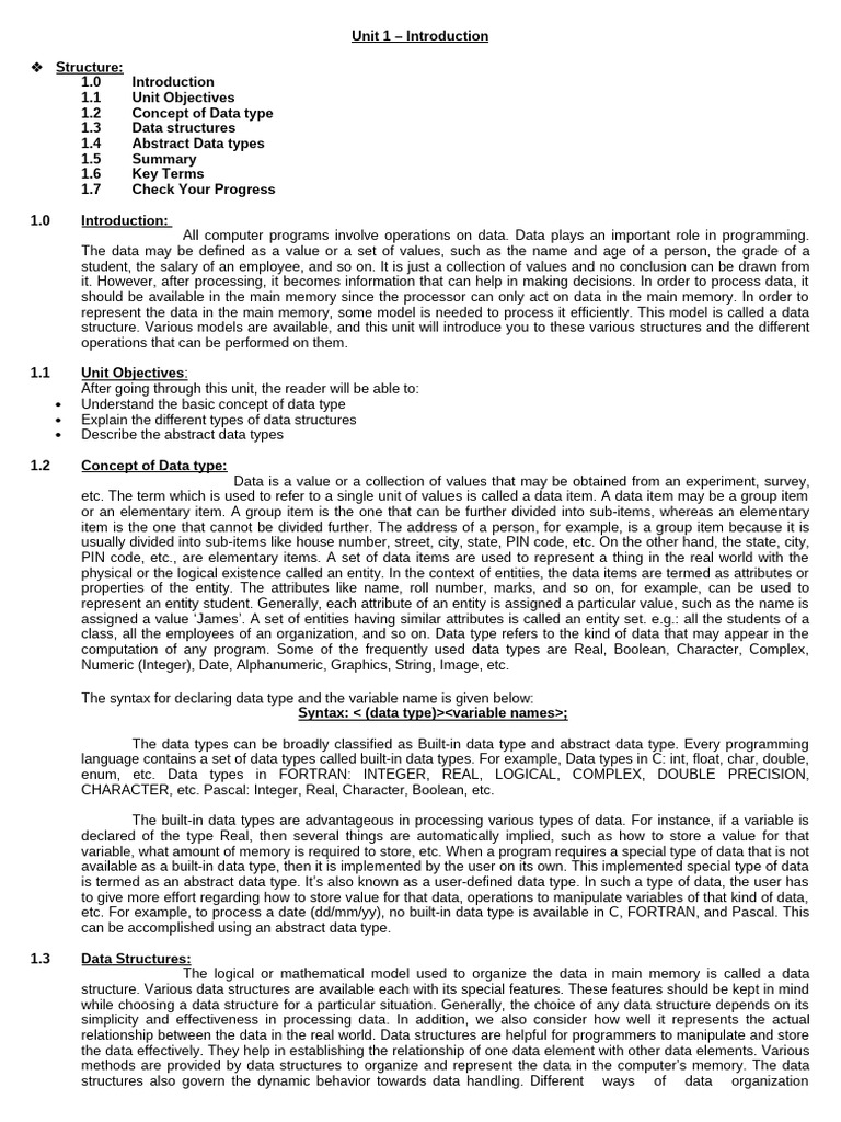 Unit 1 | PDF | Data Type | Queue (Abstract Data Type)
