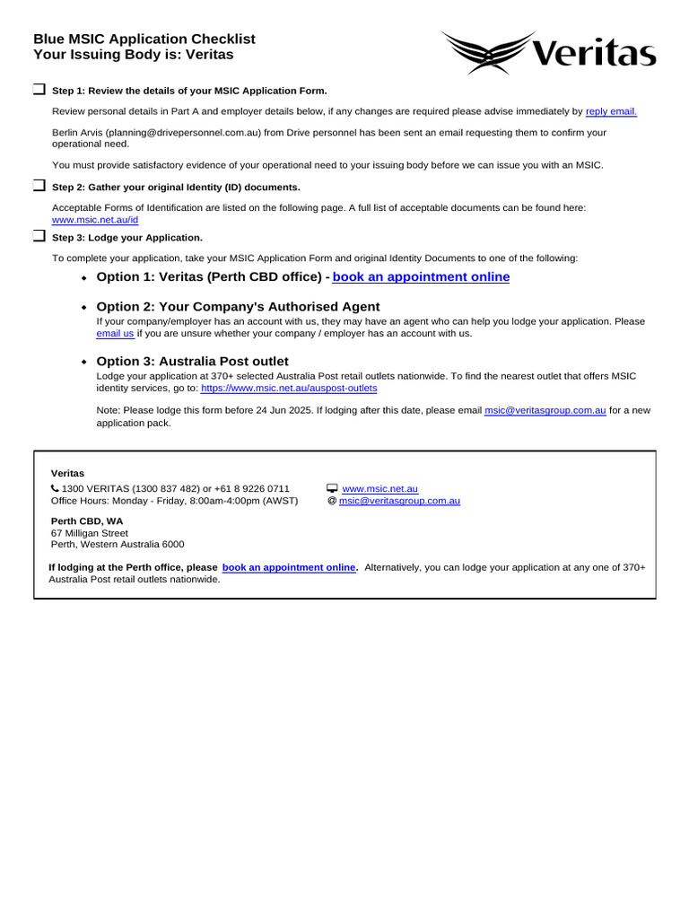 MSIC Application Form - VEP0440850 Jaden Nalder | PDF | Identity ...