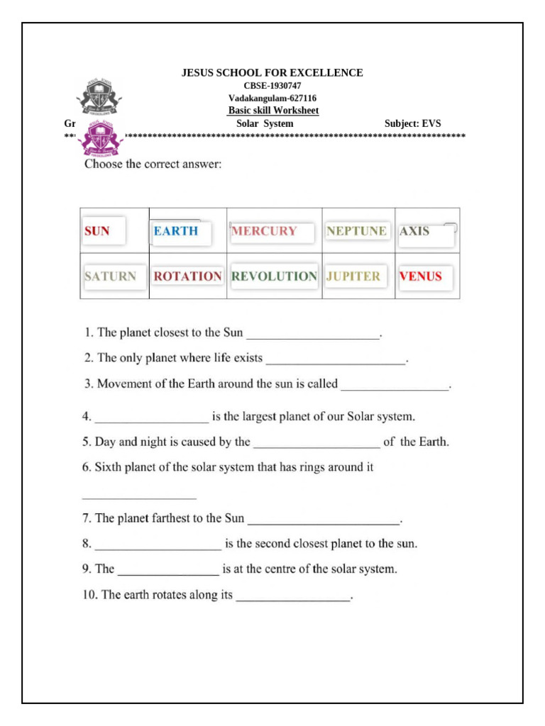 Grade 5 Evs Ws | PDF
