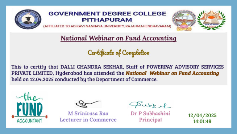 Fund Accounting Webinar Certificate | PDF