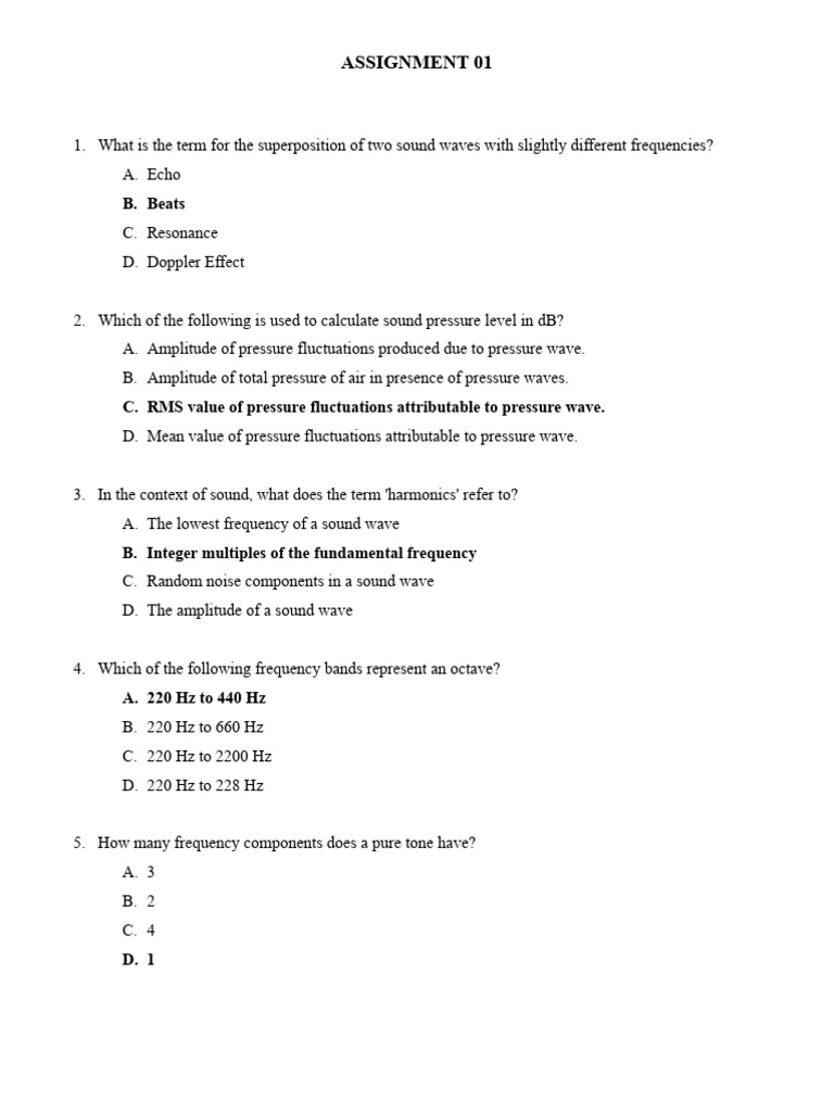Noise Management and Control - Assignments (1-12) | PDF | Microphone | Waves