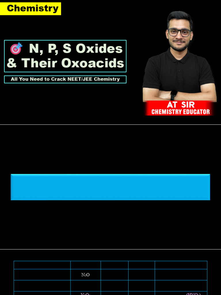 01. N, P, S Oxides & Their Oxoacids | PDF | Nitrogen | Nitric Acid