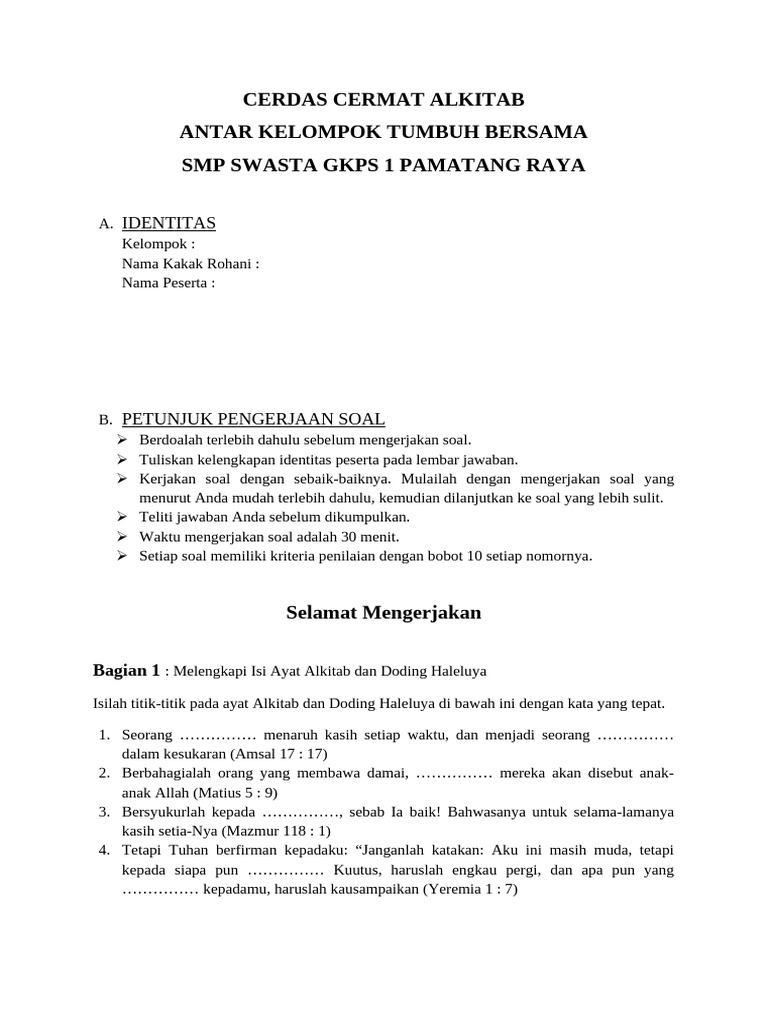 CCA Antar Kelompok KTB - 2024 | PDF