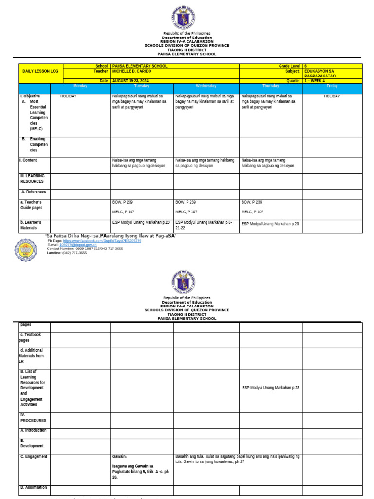 Q1 Week4 DLL Esp | PDF