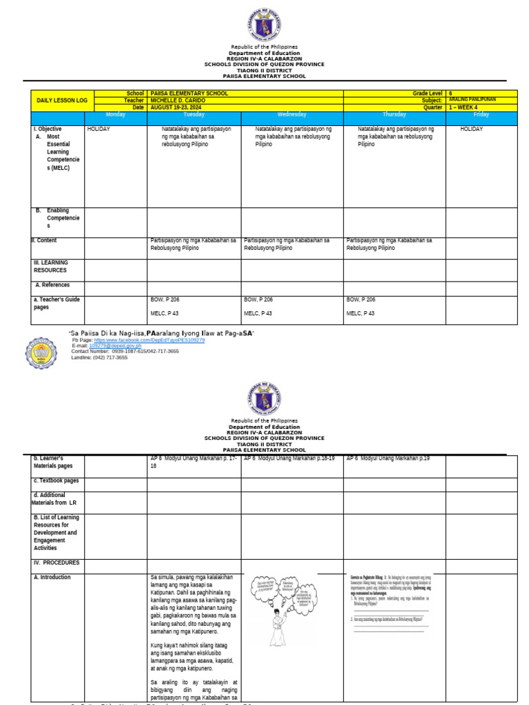 q1 Week4 DLL AP | PDF