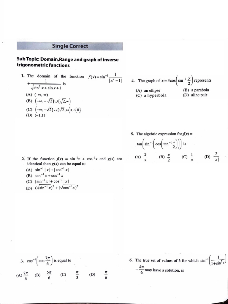 Inverse Trigonometric Function | PDF