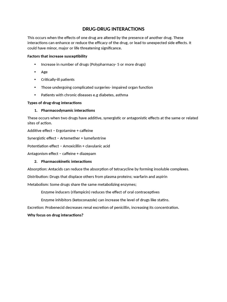 Drug Drug Interaction | PDF