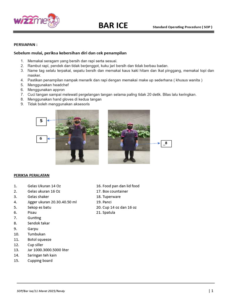 BAR ICE_Standard Operating Procedure (SOP)_11 Maret 2025 | PDF