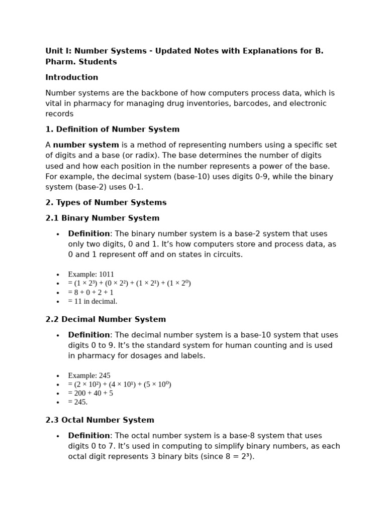 New Bpharm Notes Unit 1 Half | PDF | Subtraction | Arithmetic