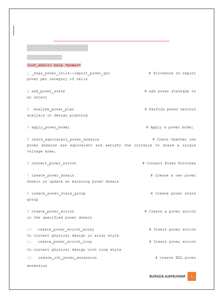 ICC2 Power Planning Commands Guide | PDF | Computer Engineering