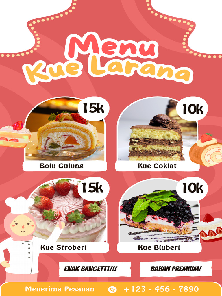 Daftar Harga Menu Kue Ilustratif Organik Merah Dan Oranye | PDF