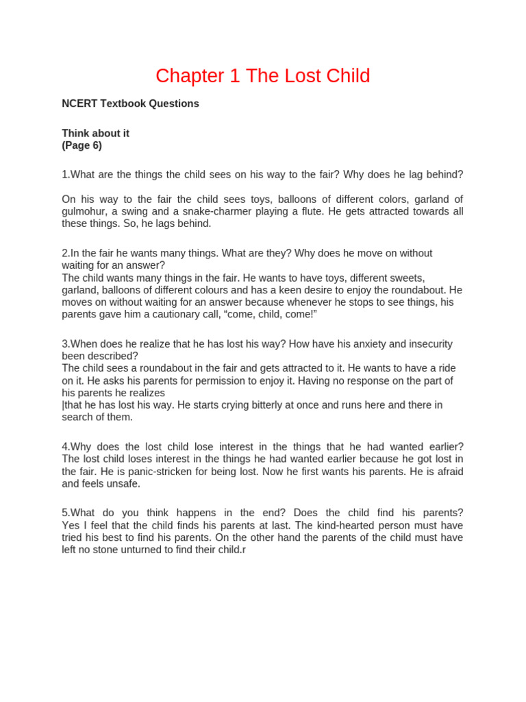 The Lost Child: Chapter 1 Insights | PDF